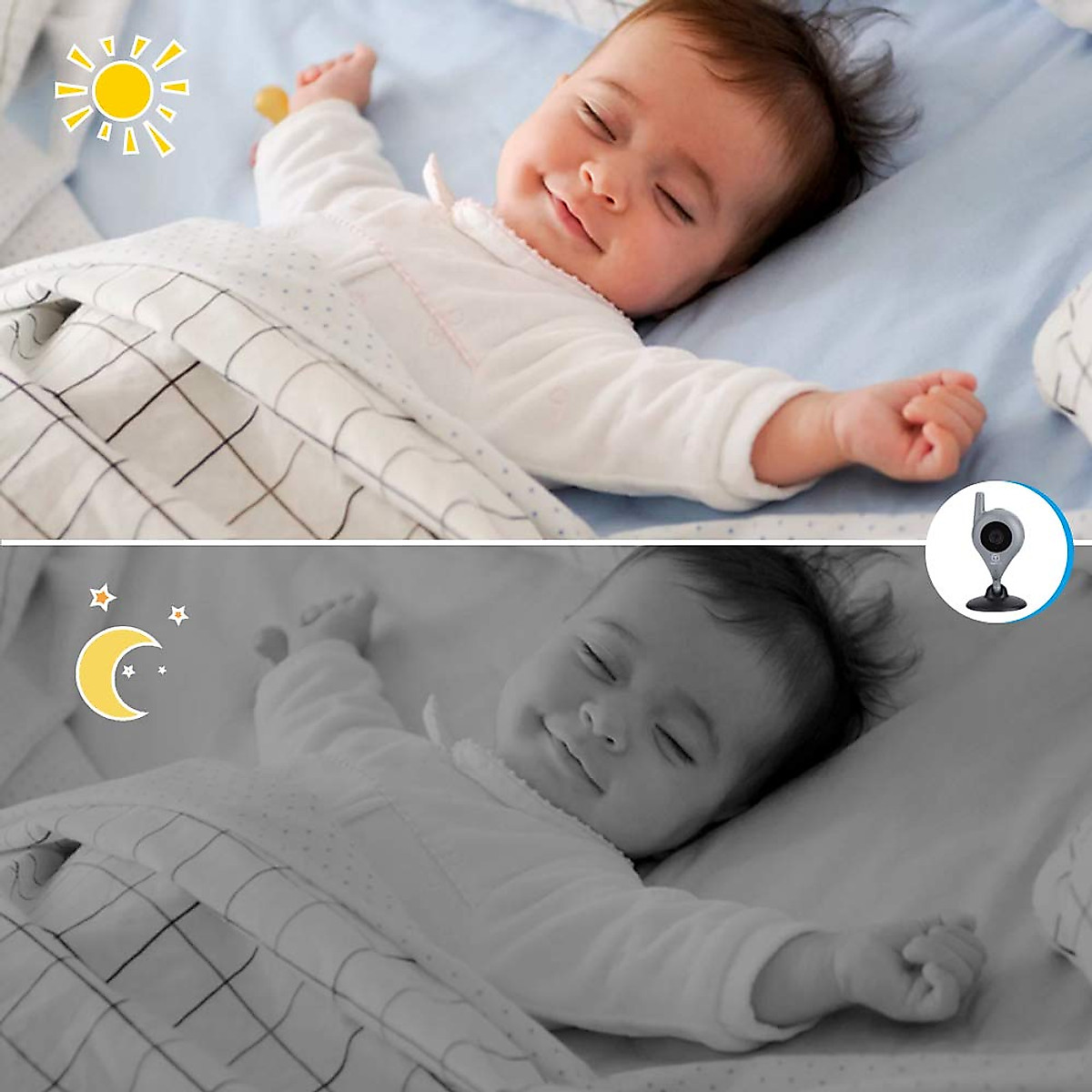 TimeFlys Video Baby Monitor with Camera and Audio C240v 2.4" Screen, Auto Night Vision,Two Way Talk, Temperature Monitoring and Warning,1000 Ft Range,Long Battery Life