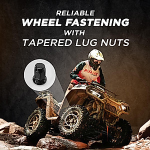 Southern Powersports Tapered Lug Nuts Set, 16-Piece Black Lug Nut Set, Replacement Wheel Nuts for Polaris Ranger and RZR, 3/8 inch-24 Thread Pitch, 14mm Hex Head, Alloy Steel