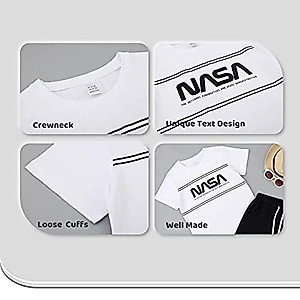 Gorboig Big Boys Clothes Size 8-10 Boy Summer Outfits Short Sleeve Dinosaur T-Shirt & Shorts Set 2 Packs,White Text Set 10Y