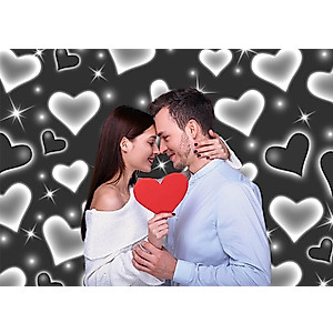 Mocsicka Black Heart 2000s Backdrop for Photoshoot 90s Photo Backdrop Decorations Old School Love Heart Women Men Happy Birthday Photography Background Banner Photo Booth