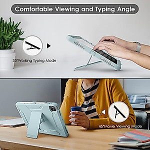 DTTO for iPad Pro 11 inch Case 2022(4th Gen)/2021(3rd Gen), [Screen Protector] Dual Layer Full Body Protection Cover with Pencil Holder, Also Fit iPad Pro 11'' 2020&2018/iPad Air 5/Air 4 - Sky Blue