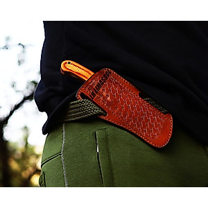 LH LIMASSOL Custom Handmade Damascus steel Bull cutter knife , cowboy knives with pancake leather sheath