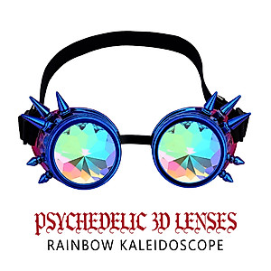 Lelinta Rainbow Kaleidoscope Goggles Steampunk Kaleidoscope Goggles,Ideal for Music Festivals, Raves, and Psychedelic Parties