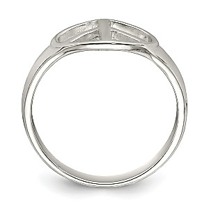925 Sterling Silver Peace Sign Inspirational Symbol Ring Size 8