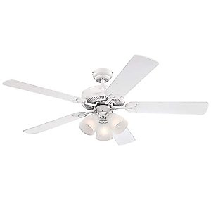 Westinghouse 7236400 Vintage Indoor Ceiling Fan with Light, 52 Inch, White