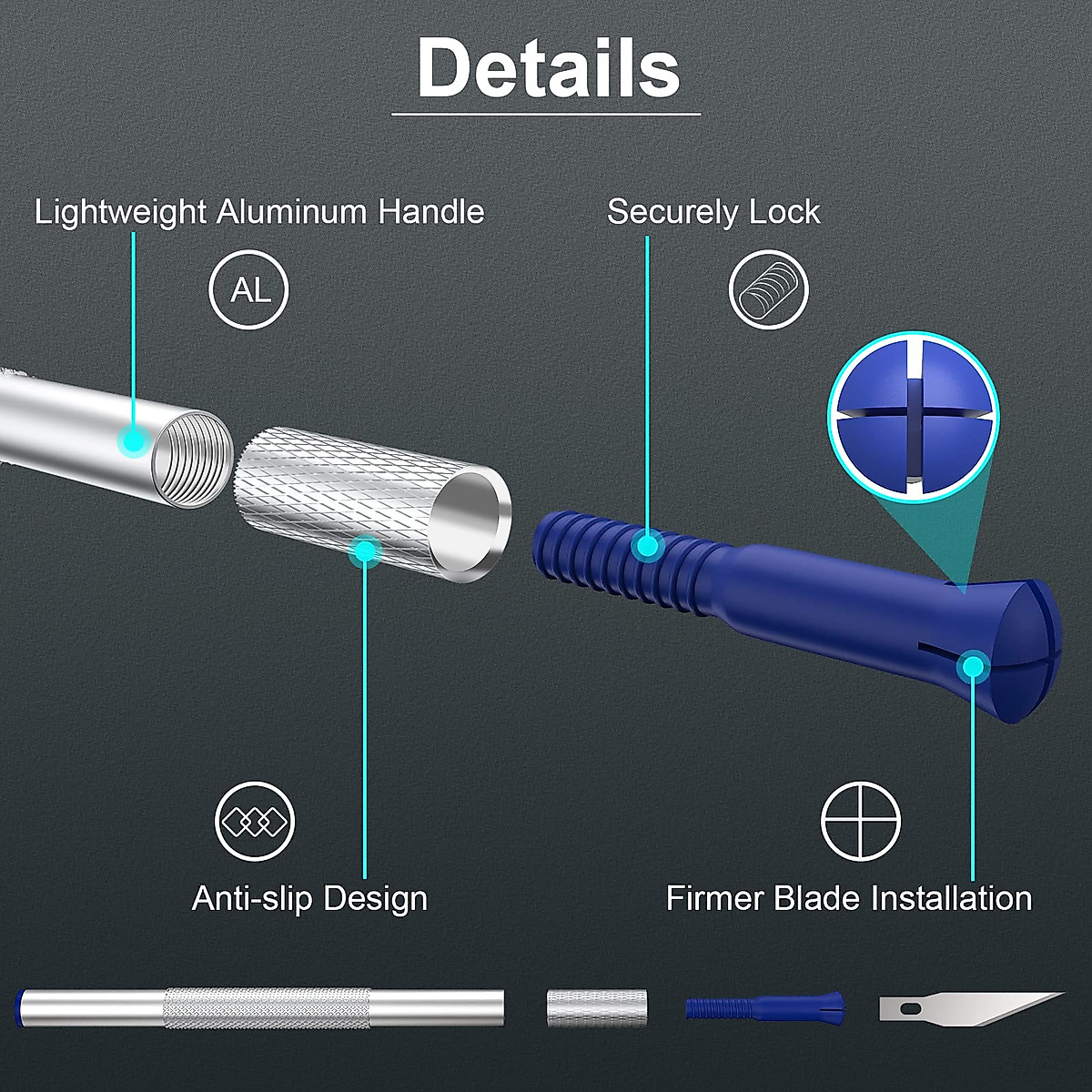 16 Piece Precision Craft Hobby Knife Kit, Utility Art Exacto Sharp Razor Knives Tool Set for Carving, Architecture Modeling, Scrapbooking, Sculpture, Wood Working-Stencil, DIY Art Work Cutting