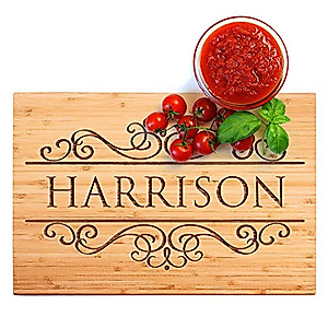 Personalized Cutting Board, Housewarming Gift | 9x6 |12 Designs & 2 Sizes, Wedding Gifts for Couple, Anniversary & Kitchen Sign - Bamboo Rectangular #G