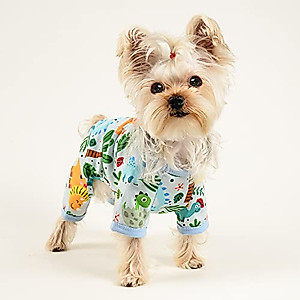 Dog Pajamas for Small Dogs Girl Boy Puppy Pjs Summer Pet Onesies for Chihuahua Yorkie Teacup Cute Soft Material Stretch Able Cat Clothes Outfit Apparel Doggy Jumpsuit (Small, Dinosaur)