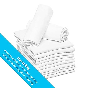 Zeppoli Flour Sack Towels -12-Pack - 28" x 28" 100% Cotton Linen Kitchen Towels - Absorbent Flour Sack Dish Towels - White Tea Towels for Kitchen - Ring Spun Cotton White Dish Drying Towels