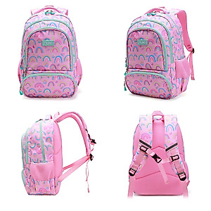 Robhomily Girls Backpack for Elementary Kindergarten Pink Kids Backpack for Girls School Backpack Lightweight Bookbags