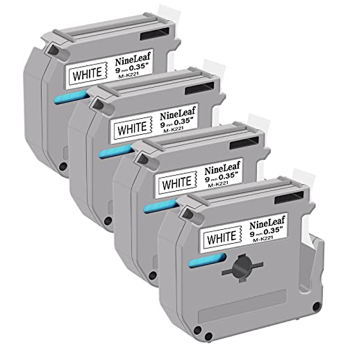 NineLeaf 4 Pack Compatible for Brother P-Touch M-K221 MK221 M221 White M Tape 9mm 3/8 Inch Black on White Label Tape for PT-M95 PT-80 PT-90 PT-70 PT-55 PT-65 PT-85 PT-45 PT-70BM PT-100 Label Maker