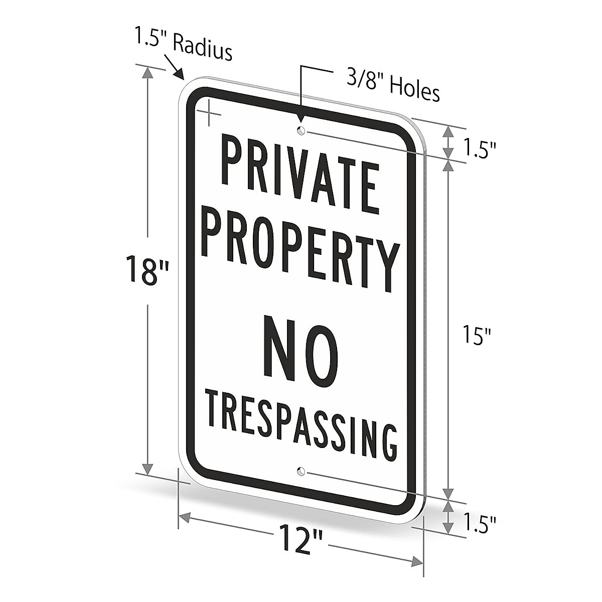 "Private Property - No Trespassing" Sign By SmartSign | 12" x 18" 3M Engineer Grade Reflective Aluminum
