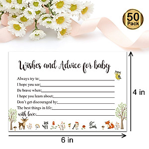 Giftideaworkshop 50 Woodland Baby Shower Wishes and Advice for The Mom-to-Be， Baby Advice Cards for Baby Shower Game，4X6 inch.