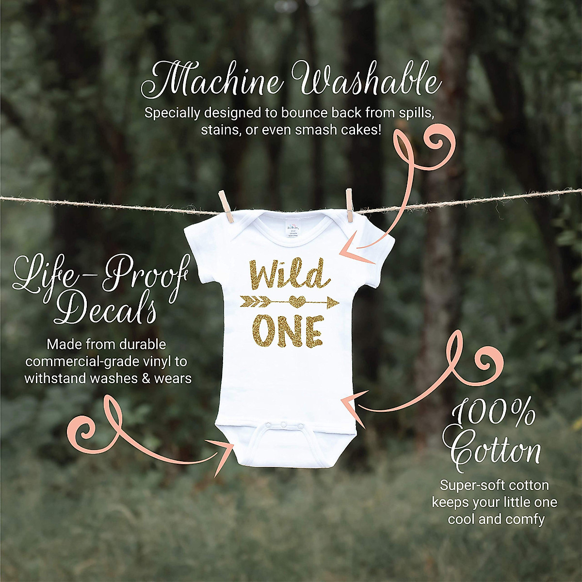 Bump and Beyond Designs Baby-Girls First Birthday Outfit Wild One Leotard White, 12-18 Month
