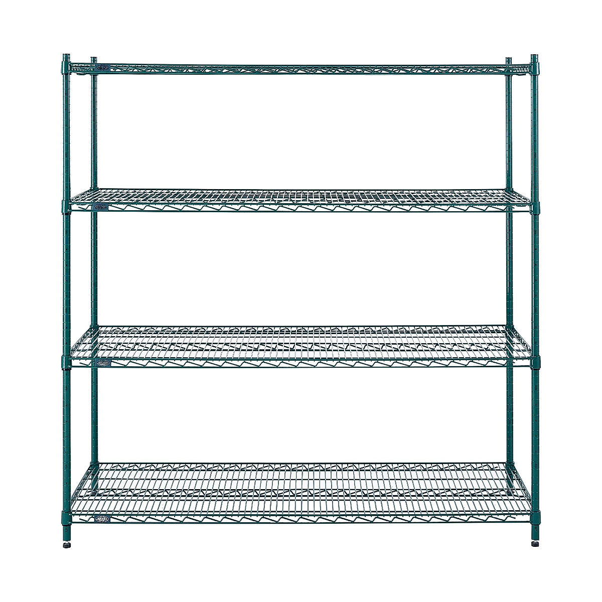 Nexel Poly-Green Adjustable Wire Shelving Unit, 4 Tier, Heavy Duty Commerical Storage Organizer Wire Rack, 24" x 60" x 63", Green