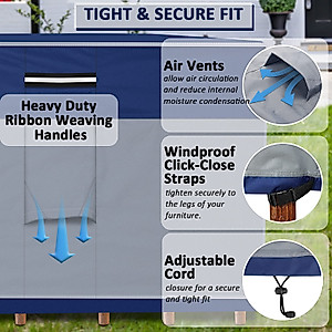 MAXVINI Patio Furniture Covers 88''Lx62''Wx28''H Outdoor Furniture Table Cover Waterprooof Heavy Duty Patio Covers Table and Chairs Covering Patio Furniture for Winter