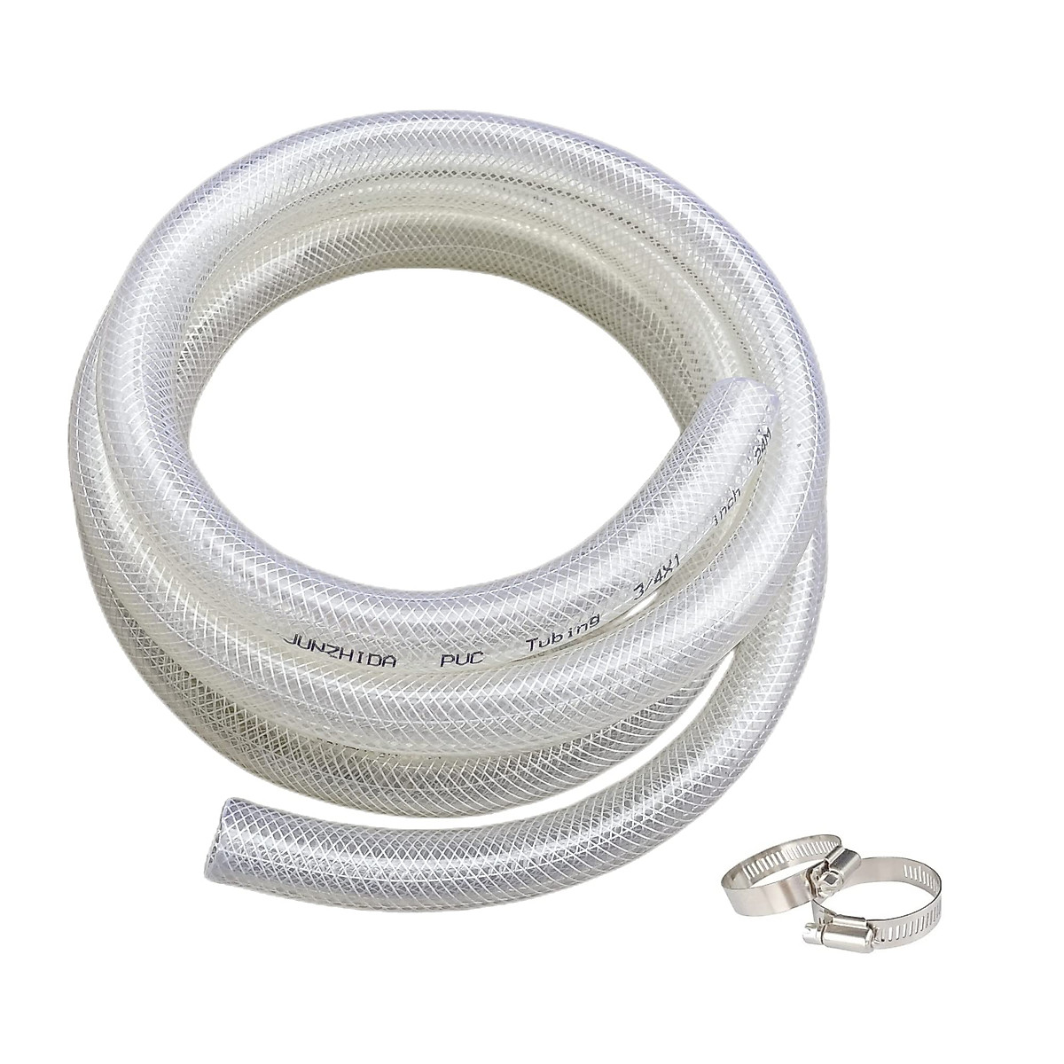 3/4" ID x 1" OD - 10 Ft High Pressure Braided Clear PVC Vinyl Tubing Flexible Vinyl Tube, Heavy Duty Reinforced Vinyl Hose Tubing, BPA Free and Non Toxic