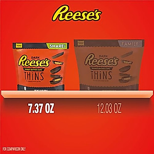 REESE'S THiNS Dark Chocolate Peanut Butter Cups, Candy Share Pack, 7.37 oz