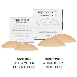 Nippies Non-Adhesive Bra Liner Nipple Covers for Women – Reusable Silicone No-Show Inserts Bra Pad Enhancements with Travel Box - Creme