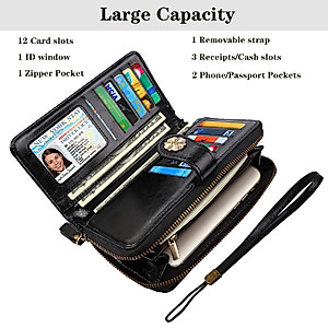 Coco Rossi Wallets for Women Multi Card Holder Wallet Clutch Wallet Card Holder Organizer Ladies Purse with Wrist strap Purse,Sunflower