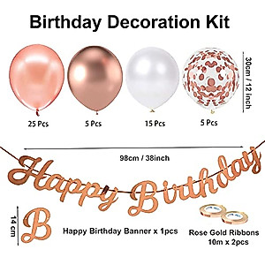 Rose Gold Birthday Party Balloons, 50pcs12 Inch Birthday Balloons Rose Gold White Confetti Balloons For Girls Birthday Party decorations