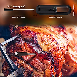 Smart Meat Thermometer with Bluetooth | 165ft Wireless Range for Oven, Grill, Kitchen, BBQ, Smoker, Rotisserie