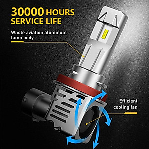 cueclue 2 PCS Car 9005/HB3 Led Car Light, 6000K 4800LM Ultra-high Brightness 1:1 Mini Size Bulb Replacement, Direct Plug-in Integrated Fog Light, Universal Lighting Parts for Cars (White)