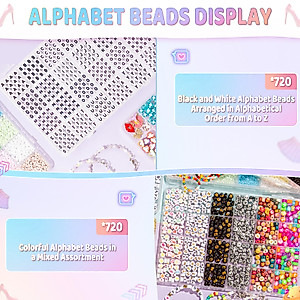 Goldwise Friendship Bracelet Kit - 16000 pcs with 48 Colors Glass Seed Beads (2/3/4mm), 24 Colors Clay Beads, 7 Styles Letter Beads (A-Z), Variety of Charms, DIY Jewelry & Bracelet Making Crafts