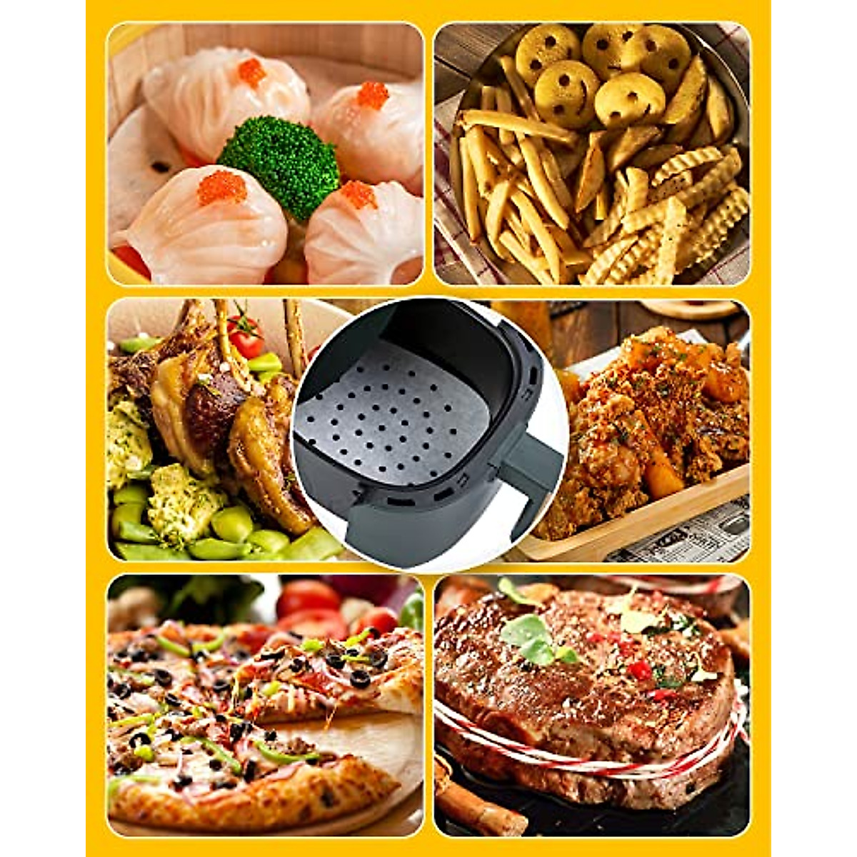 Katbite Air Fryer Parchment Paper, 7.5 inch Heavy Duty Square Air Fryer Liners, Perforated Parchment Paper for Air Fryer, Oven, Steamer, Pans, Extra Strong, No Burn, Easy Cleanup, 120Pcs