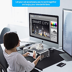 Beimu Acrylic Monitor Stand Riser 16Lx8.5Wx5H Inch 2-Tiers Acrylic Laptop Stand Riser for Desk with Anti Slip Mat Clear Monitor Stand with Storage for iMac MacBook and Any Size Computer Monitor