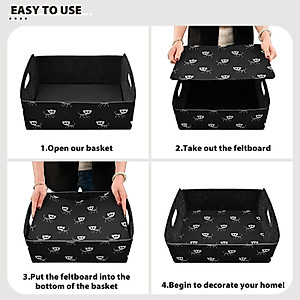 susiyo Funny Cat Skeletons Storage Bin with Handles Decorative Storage Box Foldable Basket for Organizing Closet Shelf Nursery Toy Office 13.7x5.1x10.2in