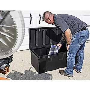 Buyers Products 1712240 Black Poly All-Purpose Storage Chest w/Hasp & Stainless Steel Hinge, 6.3 cu. ft, Made In The USA, Lightweight Storage, Dent-Resistant, Outdoor Storage Box