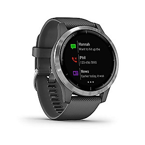 Garmin 010-02174-01 Vivoactive 4 Smartwatch Shadow Gray/Stainless Bundle with CPS Enhanced Protection Pack