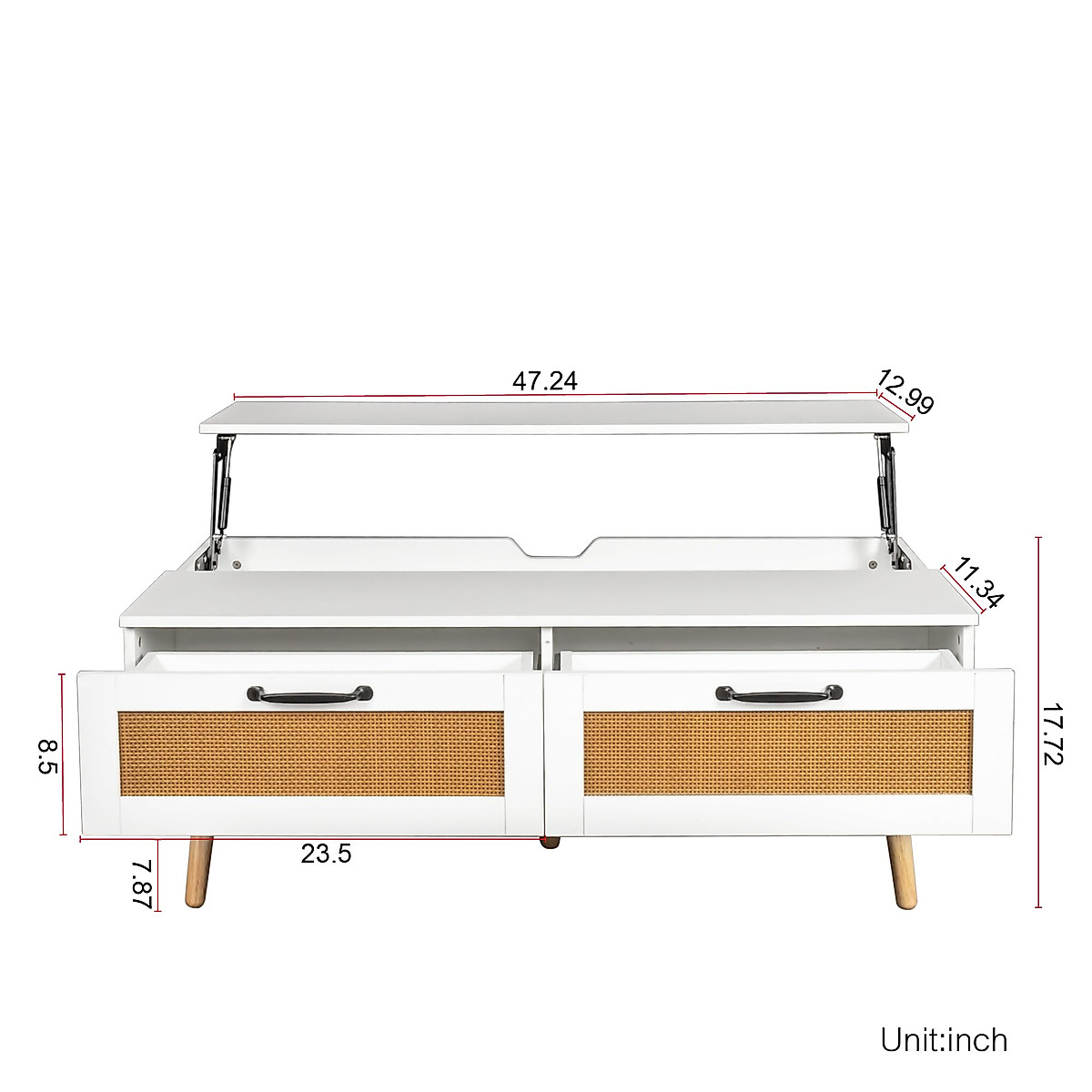 Lift Top Coffee Table, Modern Coffee Table with 2 Storage Drawers,Center Table with Lift Tabletop for Living Room, Office
