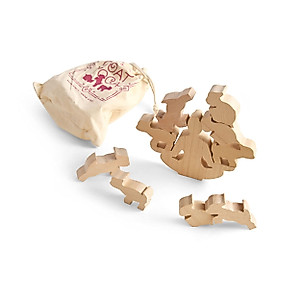 Genuine Fred Goat Yoga Wooden Stacking & Balance Game, Creative Game for All Ages, Solid Wood with Muslin Storage Bag, Enhance Focus and Problem Solving, Great White Elephant or Zen