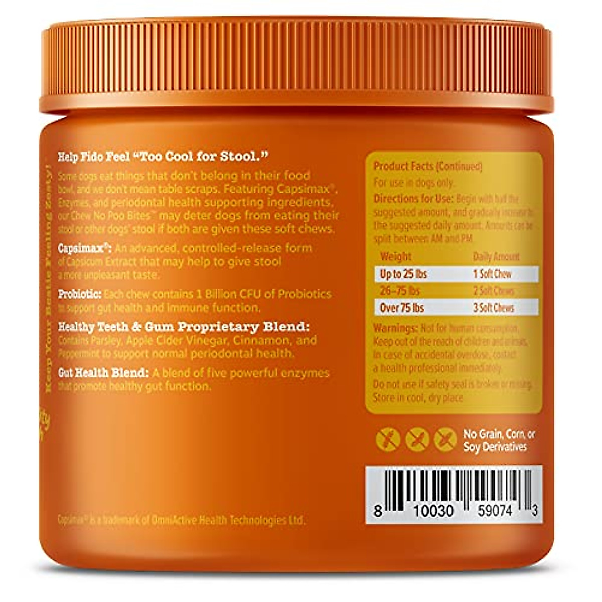 Zesty Paws Chew No Poo Bites - Coprophagia Stool Eating Deterrent for Dogs Deter Stop Dog from Eating Feces Probiotic Digestive Enzymes Breath Freshener - Chicken Flavor, 90 Soft Chews