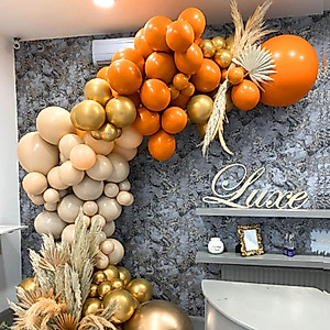 RUBFAC Orange Balloons Latex Party Balloons, 100pcs 12 Inch Orange Helium Balloons for Party Decoration Like Birthday Party, Baby Shower, Wedding, Gender Reveal, Graduation Party (with Orange Ribbon)