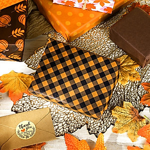 90 Sheet Fall Themed Tissue Paper Autumn Pumpkin Maple Leaves Wrapping Paper Thanksgiving Tissue Paper Assorted Colors Paper for DIY Harvest Birthday Wedding Party Crafts (8 Designs)