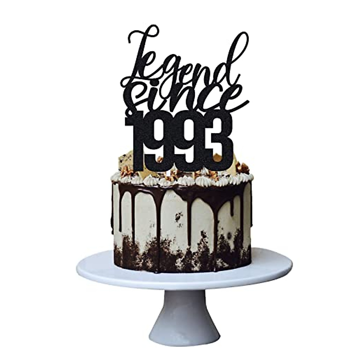 Legend Since 1993 Cake Topper for 30th Men and Women Birthday Party ，Funny 30 and Fabulous Decoration，Handmade （Black）
