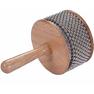 Studio Z 5.1in Wooden Cabasa with Stainless Steel Beaded Chain and Cylinder for Band / Music Latin Percussion Instrument