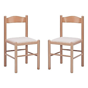 Linon Julian Wood Set of Two Side Dining Chairs in Natural Brown