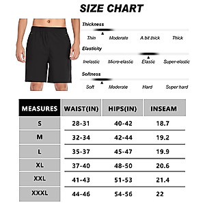 Mens Shorts Athletic 7 Inch Inseam Sports Quick Dry Fit Lightwight Casual Short with Zipper Pockets (Black, US XL)