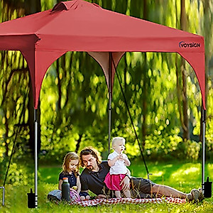 VOYSIGN 10x10 Pop Up Canopy Tent, Outdoor Instant Sun Shelter - Blue, Included 1 x Rolling Storage Wheeled Bag, 4 x Weights Bags, 4 x Guylines, 8 x Stakes