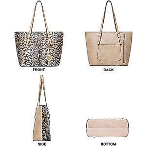 Montana West Tote Bag for Women Purse and Hand Bags Tote Purse and Wallet Set Shoulder Satchel Bag for Women Brown Leopard Print gifts MWC3-G055BR