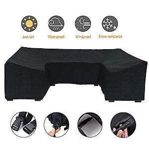 Yolaka Outdoor Furniture Covers Sectional Couch Protector Black Waterproof for Patio Sofa Sets U Shaped 126x61 Inches