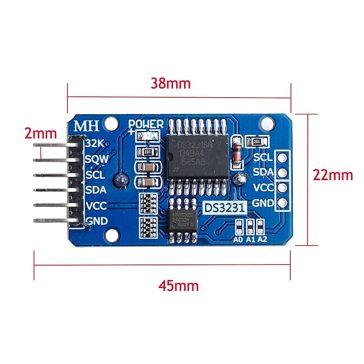 Geekstory 2PCS DS3231 AT24C32 IIC RTC Clock Module High Precision Real Time Clock Module Sensor for Arduino DIY