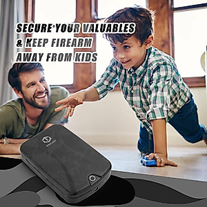 WINCENT Portable Gun Safe Quick Access Gun Safes for Pistols - Biometric Pistol Secure Safe Lock Box with Auto Open Lid & Fingerprints & Key for Car Travel Home - Black Camo