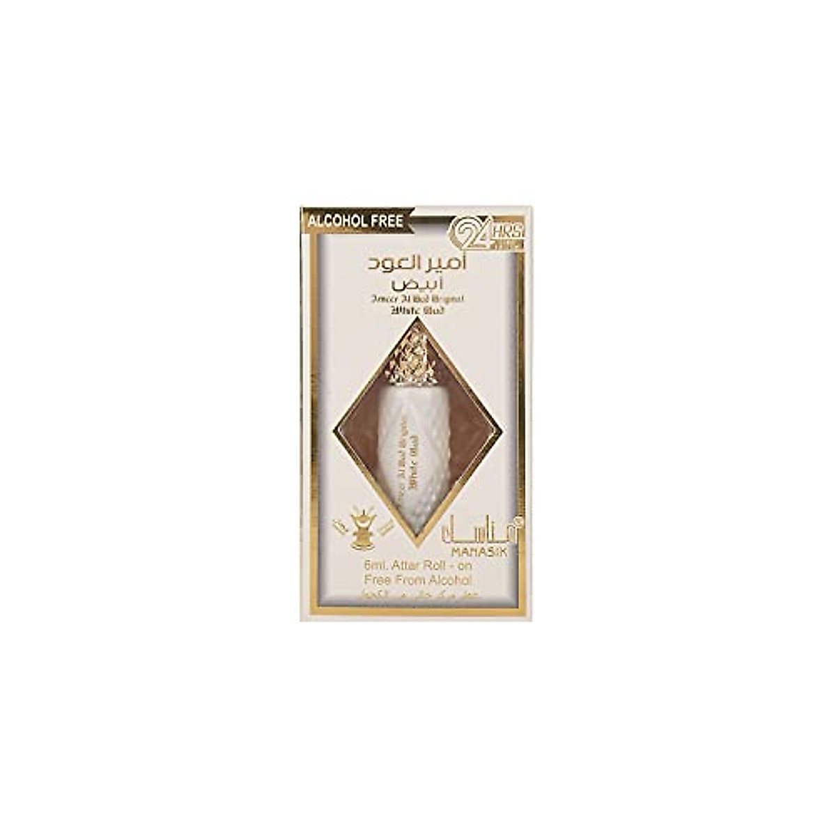 Manasik Ameer Al Oud Original White Oud ALCOHOL FREE Premium Attar, Fresh and Soothing Fragrance, Long Lasting Smell, Natural Roll on Itra Scent For Everyday, Ideal For Men & Women, 6ml
