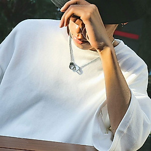 FindChic Handcuff Necklace Partners in Crime Stainless Steel Curb Chain Interlocking 18inch Statement Necklace for Women Men Goth Punk Jewelry