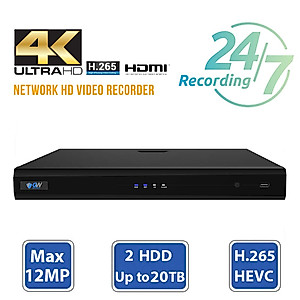 GW Security 32 Channel 4K NVR 5MP H.265 IP Surveillance Security Camera System with 32-Piece Super HD 1920P Weatherproof PoE Security Dome Cameras, AI Human & Vehicle Detection